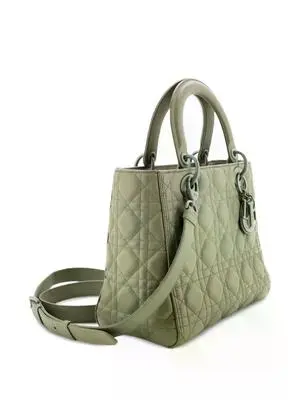 Dior Ultra Matte Cannage Quilt Calfskin Medium Satchel Bag - Green