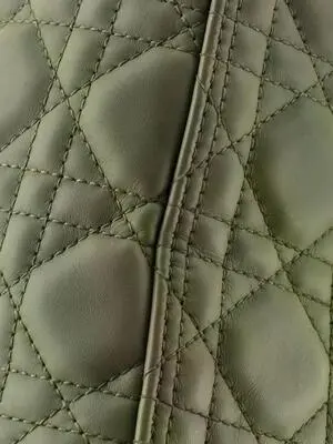 Dior Ultra Matte Cannage Quilt Calfskin Medium Satchel Bag - Green
