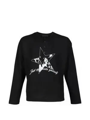 CEDARWOOD Graphic-print Henley T-shirt - Black