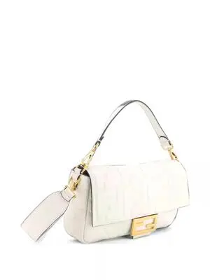 Fendi Baguette Nm Bag Zucca Embossed Leather Medium Crossbody Bag