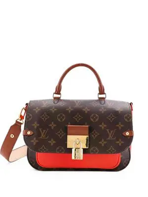 LOUIS VUITTON Vaugirard Handbag Monogram Canvas With Leather Satchel - Red