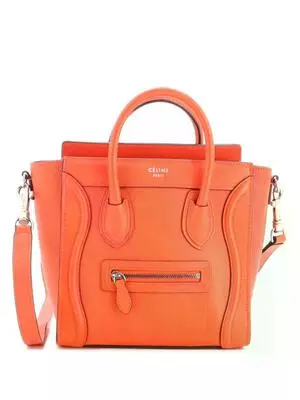 Celine Luggage Bag Grainy Leather Nano Crossbody Bag - Orange
