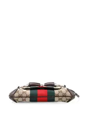 Gucci Horsebit Web Chain Clutch Gg Canvas Small Shoulder Bag - Brown