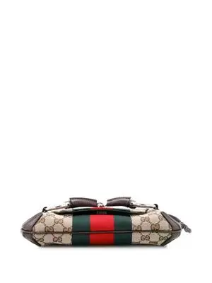 Gucci Horsebit Web Chain Clutch Gg Canvas - Brown