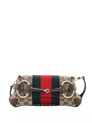 Gucci Horsebit Web Chain Clutch - Brown