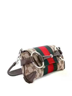 Gucci Horsebit Web Chain Clutch - Brown
