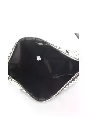 Prada Triangle Top Handle Pouch Bag Crystal Embellished Satin Mini Satchel