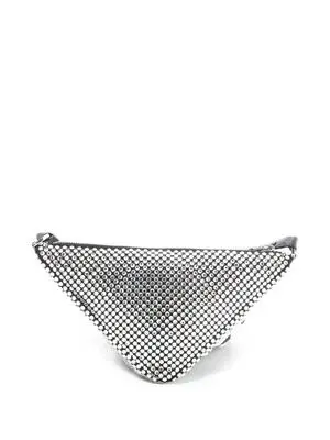 Prada Triangle Top Handle Pouch Bag Crystal Embellished Satin Mini Satchel