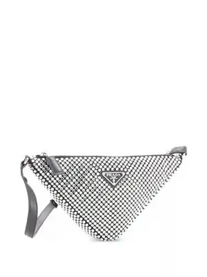 Prada Crystal Embellished Satin Mini Satchel - Black
