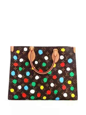 LOUIS VUITTON Onthego Yayoi Kusama Painted Dots Monogram Canvas Mm Tote Bag - Brown