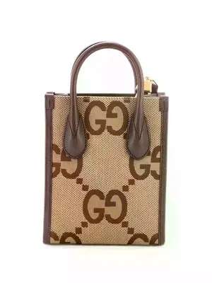 Gucci Vertical Tote Jumbo Gg Canvas Mini Crossbody Bag - Brown
