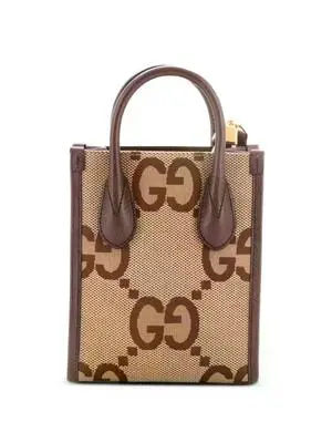 Gucci Vertical Tote Jumbo Gg Canvas Mini Crossbody Bag - Brown
