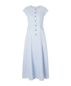 Saloni Sierra Linen Midi Dress - White