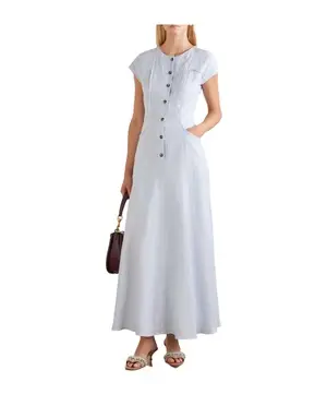 Saloni Sierra Linen Midi Dress