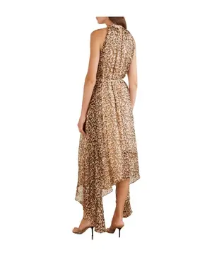 Saloni Belted Leopard-print Silk Halterneck Midi Dress