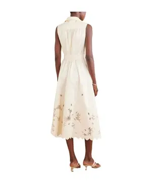 Saloni Embroidered Poplin Midi Dress
