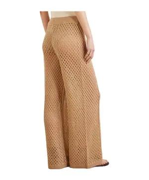 ALLUDE Crochet-knit Wool And Cashmere-blend Wide-leg Pants - No
