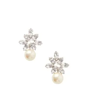 JENNIFER BEHR Silver-tone Crystal Earrings - White