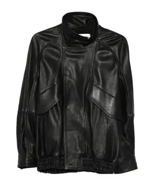 Nour Hammour Long-sleeve Leather Jacket - Black