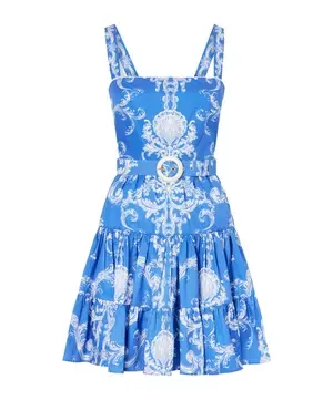 Borgo De Nor Printed Belted Cotton Mini Dress - No