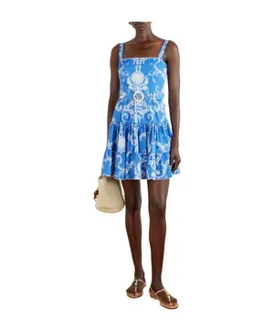 Borgo De Nor Printed Belted Cotton Mini Dress