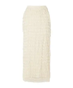 Maticevski Resonate Fringed Satin Midi Skirt - White
