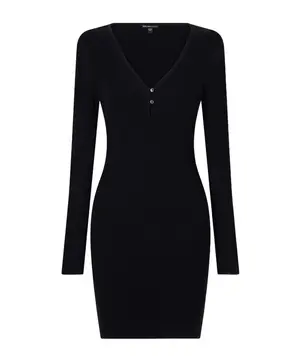 JAMES PERSE Ribbed Cotton And Cashmere-blend Mini Dress - Black