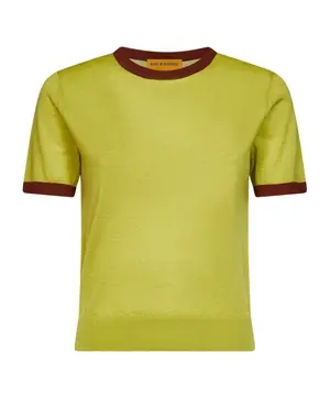 Guest In Residence Color-contrast Piped Knit T-shirt - Green