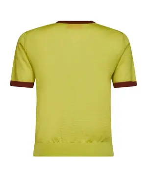 Guest In Residence Color-contrast Piped Knit T-shirt