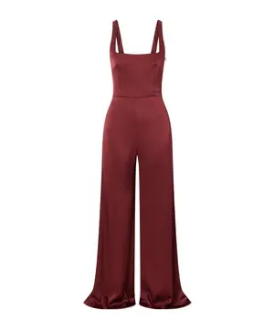 Galvan Satin Square Neck Jumpsuit - No