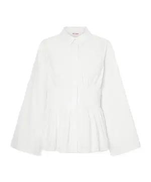 Rosie Assoulin Shirred Cotton-poplin Blouse - No