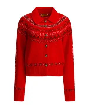 Guest In Residence Long-sleeve Cardigan - Red