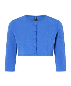 Lisa Marie Fernandez Cropped Seersucker Cardigan - Blue