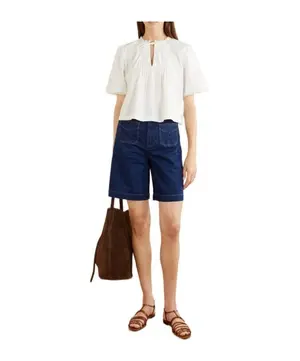 Veronica Beard Cotton And Silk-blend Denim Shorts