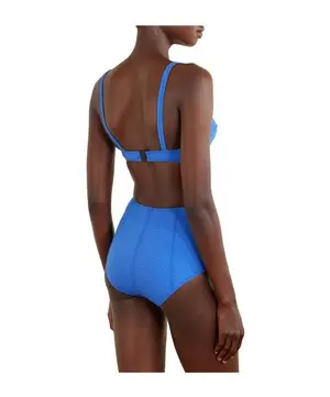 Lisa Marie Fernandez Button-embellished Seersucker Balconette Bikini