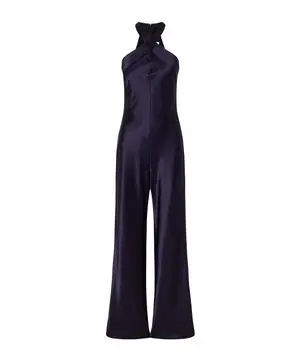 Galvan Eve Satin Jumpsuit - Black