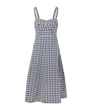 Veronica Beard Checked Stretch-cotton Cloqué Midi Dress - Gray