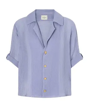Le Kasha Casual Cropped Shirt - Blue