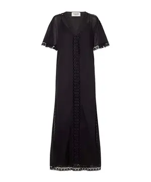 Charo Ruiz Ibiza Saena Lace-trim Maxi Tunic Dress - Black