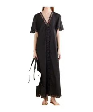 Charo Ruiz Ibiza Saena Lace-trim Maxi Tunic Dress