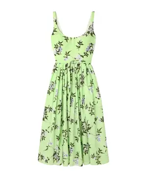 EMILIA WICKSTEAD Floral Print Belted Midi Dress - No