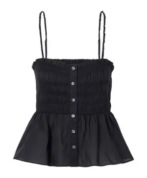 Veronica Beard Shirred Tiered Cotton-poplin Top - Black