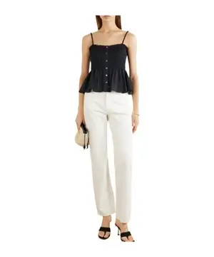 Veronica Beard Shirred Tiered Cotton-poplin Top