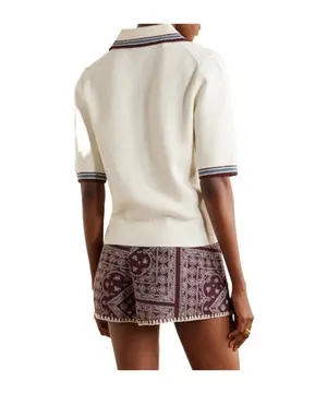 Veronica Beard Striped Cotton-blend Polo Shirt