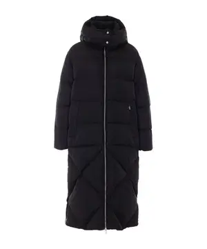 Add Quilted Hooded Down Coat - Black