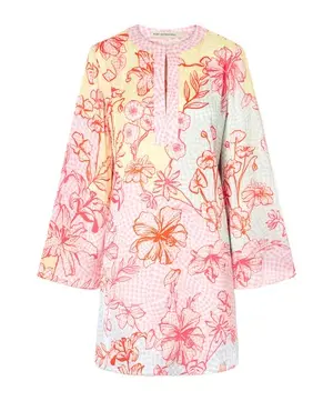 MARY KATRANTZOU Checked Floral-print Satin Midi Dress - No