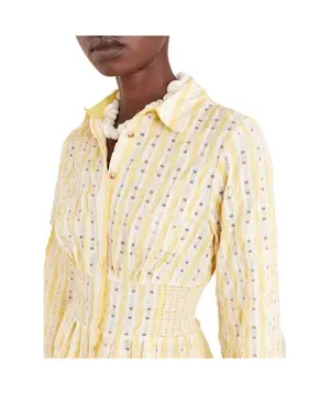 Rosie Assoulin Shirred Checked Seersucker Blouse