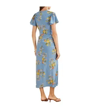 Veronica Beard Gathered Floral-print Silk-blend Satin Midi Dress