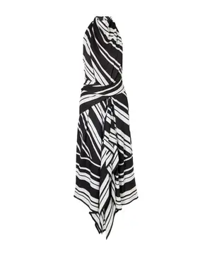 Brandon Maxwell Striped Twill Halterneck Midi Dress - Black