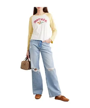 MOTHER Distressed High-rise Straight-leg Jeans